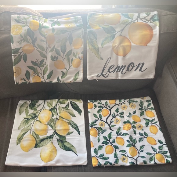 Accents | Pillow Covers Lemon Print Set Of 4 16 X 16 New | Poshmark